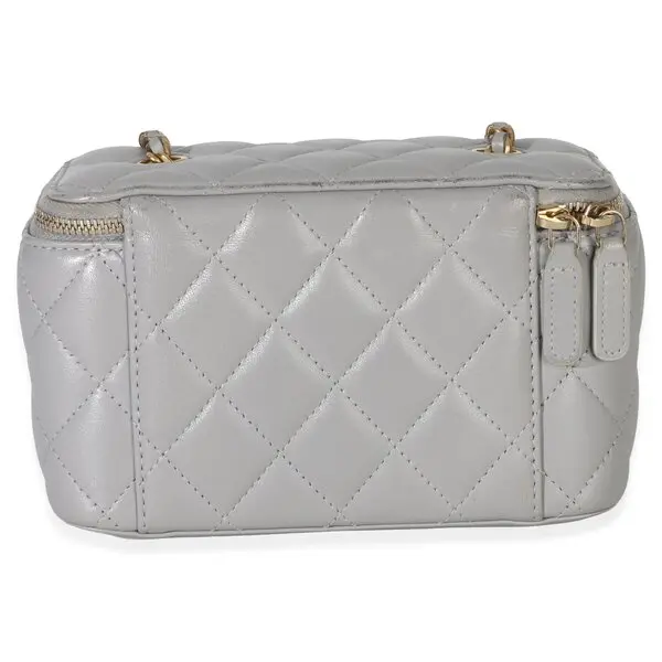 Chanel Quilted Lambskin Vanity Case - Gray