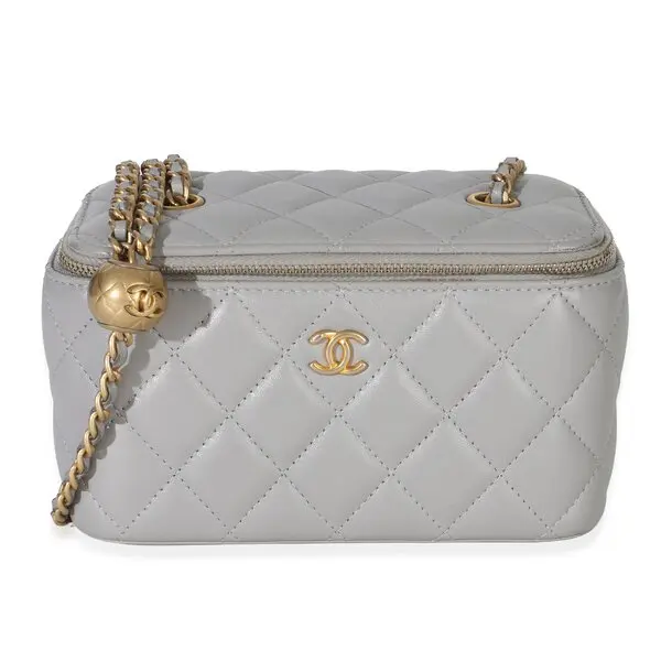 Chanel Quilted Lambskin Vanity Case - Gray