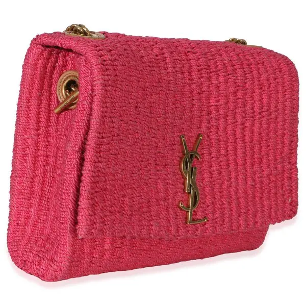 Saint Laurent Raffia Kate Chain Bag - Pink
