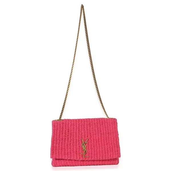 Saint Laurent Raffia Kate Chain Bag - Pink