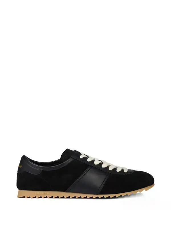 Sandro Leather And Suede Low-top Sneakers - Black