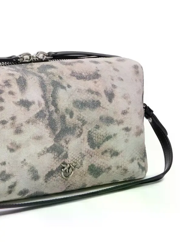 Pinko Python-print Shoulder Bag With Silver-tone Hardware - Neutrals