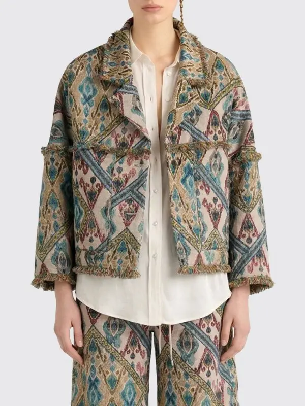 Momoni Cotton Blend Ethnic Pattern Jacket - Avion
