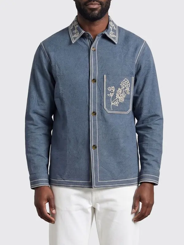 Isabel Marant Étoile Embroidered Floral Cotton Overshirt - Blue