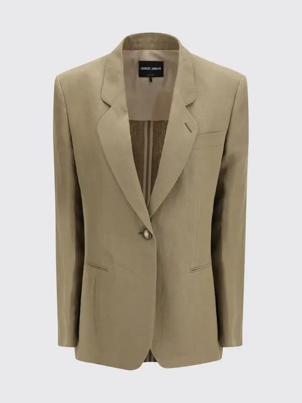 Giorgio Armani Single-breasted Linen Blazer - Grey