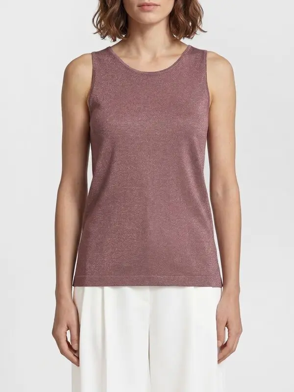 Brunello Cucinelli Cashmere And Silk Basic Top - Strawberry