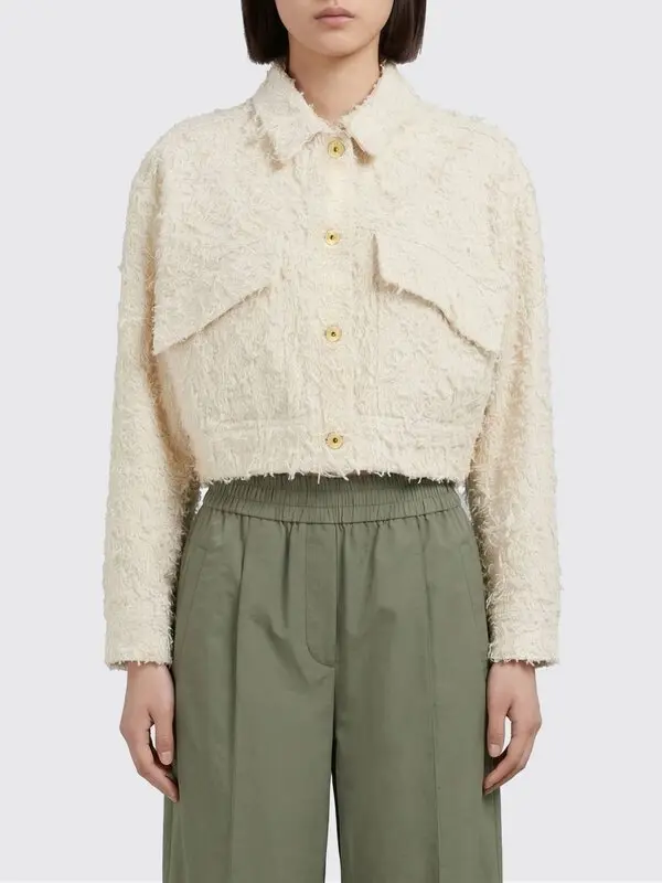 Brunello Cucinelli Textured Denim Jacket With Monili Embellishment - Beige