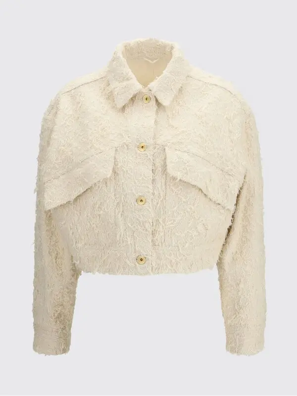 Brunello Cucinelli Textured Denim Jacket With Monili Embellishment - Beige