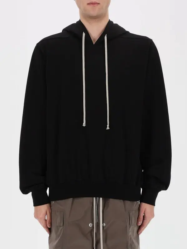 Rick Owens Cotton Hoodie With Graphic Print - Black