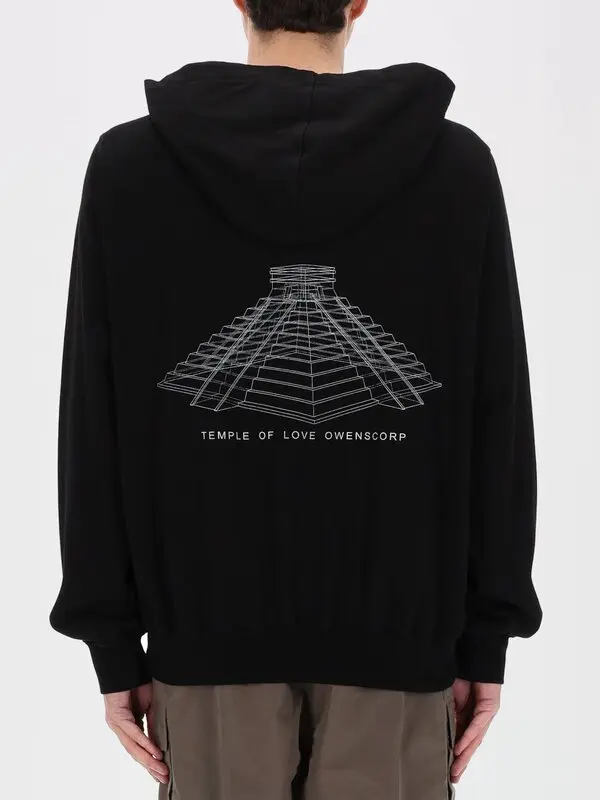 Rick Owens Cotton Hoodie With Graphic Print - Black