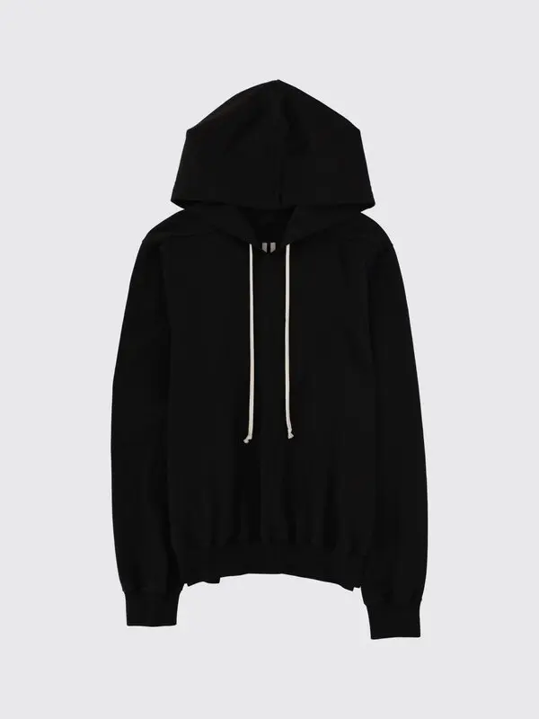 Rick Owens Cotton Hoodie With Graphic Print - Black