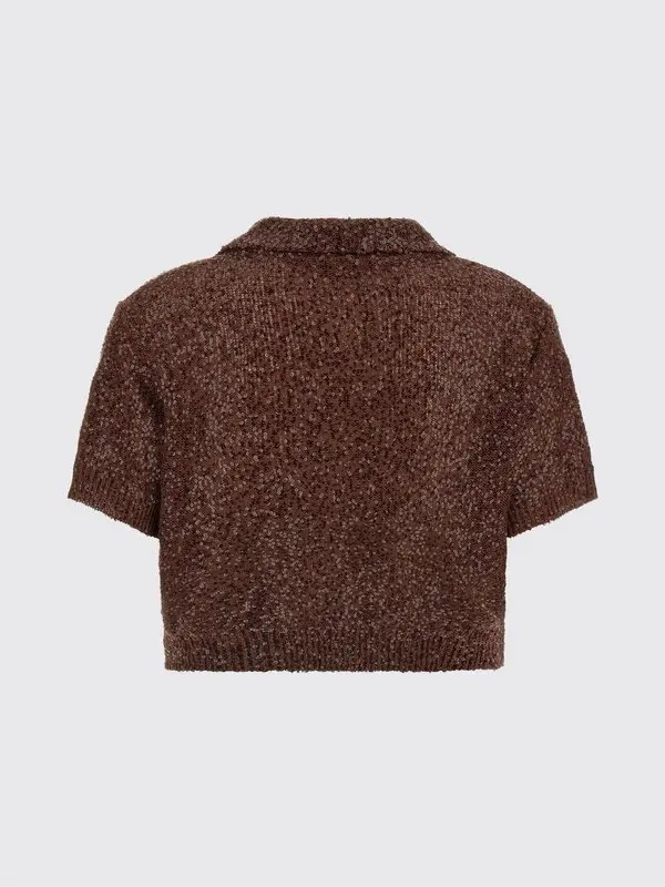 Brunello Cucinelli Sequined Linen Cashmere And Silk Polo Shirt - Brown
