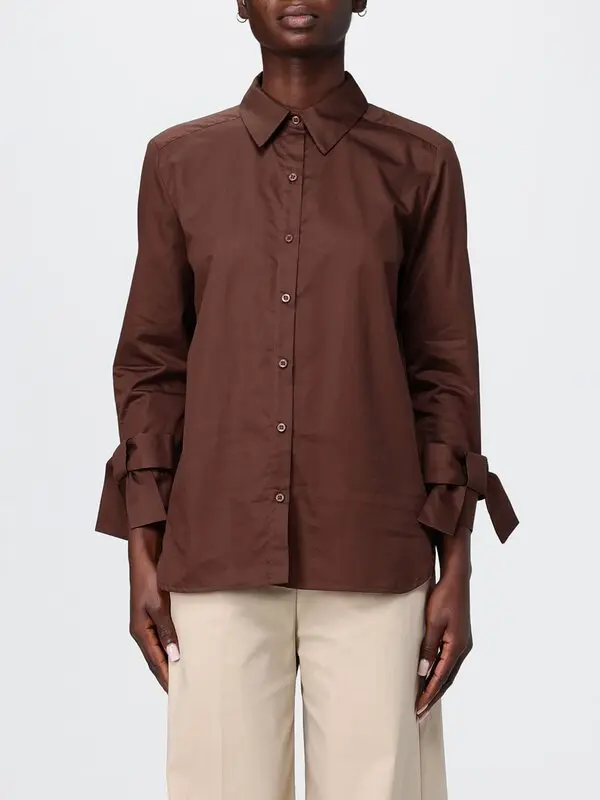 HANITA Classic Cotton Shirt With Bow Detail Cuffs