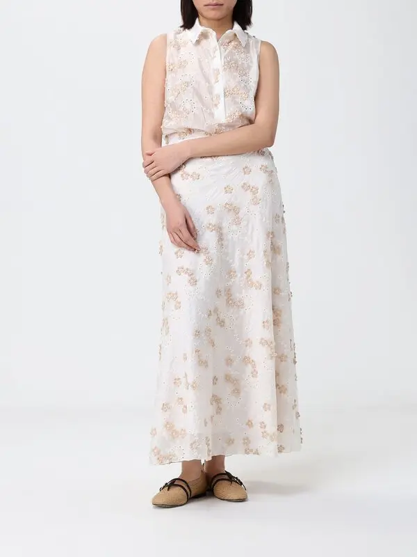 HANITA Sangallo Lace Floral Sleeveless Shirt