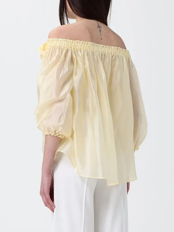 HANITA Ruffled V-neck Blouse - Yellow