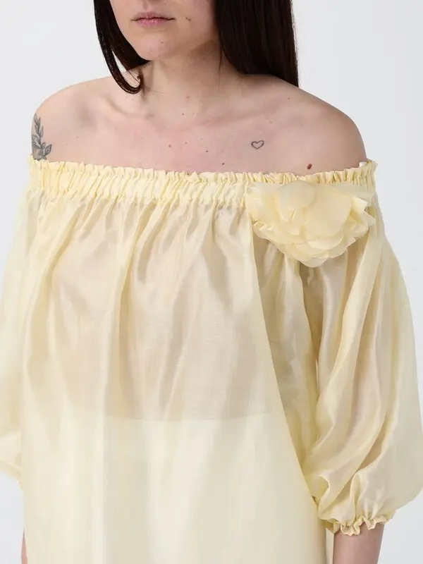 HANITA Ruffled V-neck Blouse - Yellow