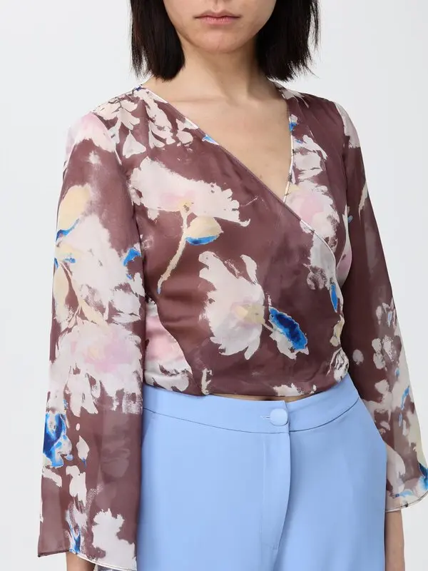 HANITA Floral Print Wrap Top