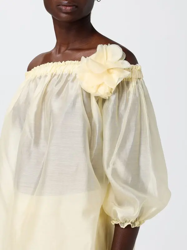 HANITA Off-the-shoulder Blouse With Floral Appliqu - Yellow