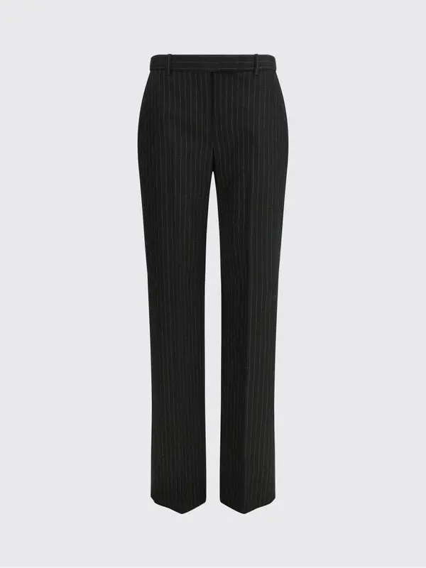 Alexander McQueen Pinstriped Wool Tailored Trousers - Black