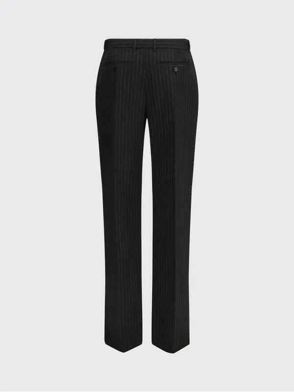 Alexander McQueen Pinstriped Wool Tailored Trousers - Black
