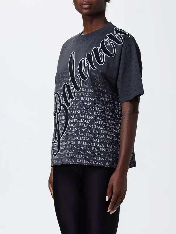 Balenciaga Cotton T-shirt With Logo - Black