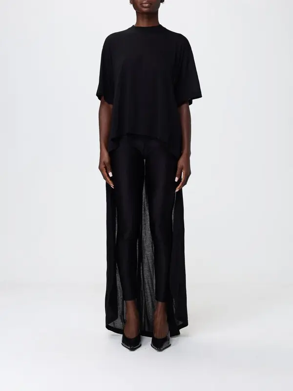 Balenciaga Cotton Blend T-shirt With Asymmetrical Train - Black