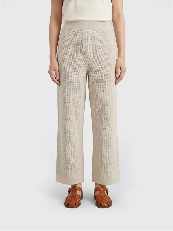 Brunello Cucinelli Textured Knit Wide-leg Pants - Beige