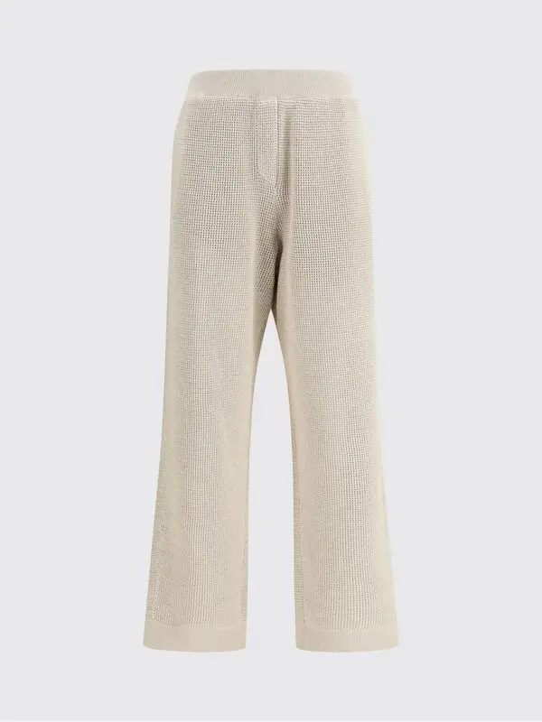 Brunello Cucinelli Textured Knit Wide-leg Pants - Beige