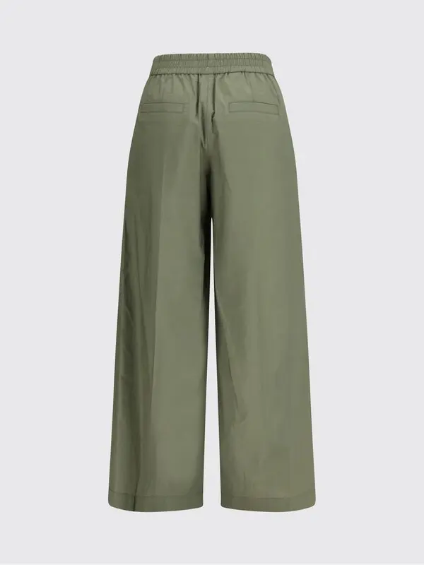 Brunello Cucinelli Wide Leg Cotton Blend Trousers - Green
