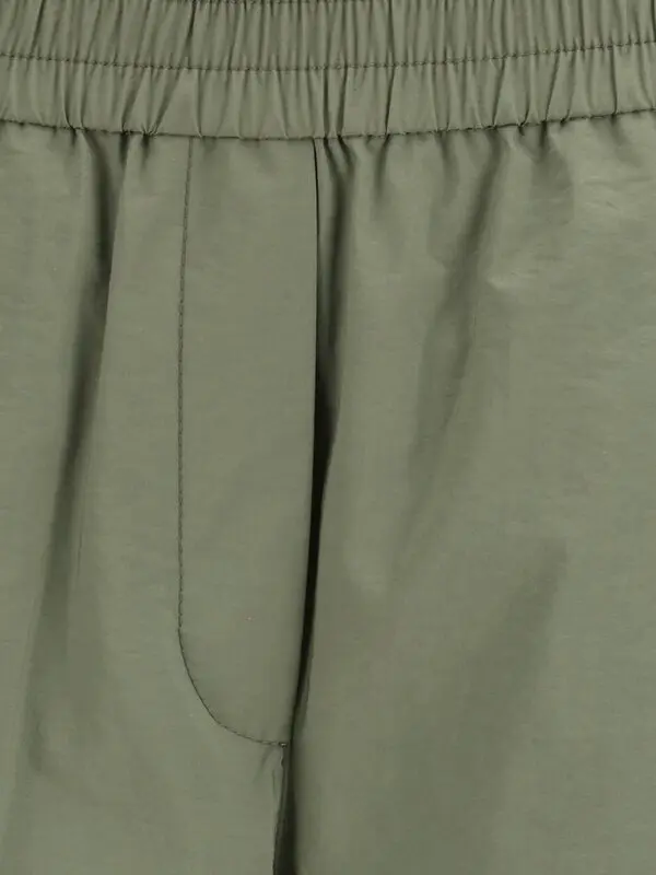 Brunello Cucinelli Wide Leg Cotton Blend Trousers - Green