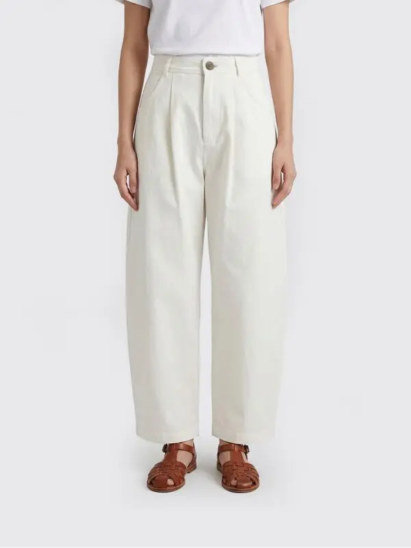 Brunello Cucinelli Cotton Wide Leg Trousers - White