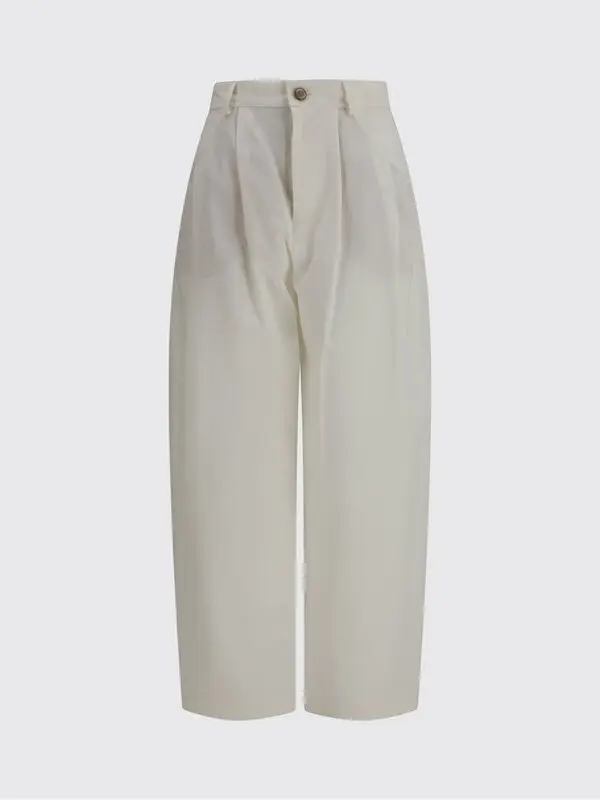 Brunello Cucinelli Cotton Wide Leg Trousers - White