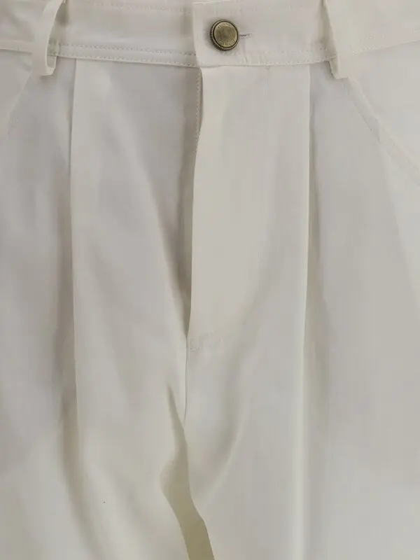 Brunello Cucinelli Cotton Wide Leg Trousers - White