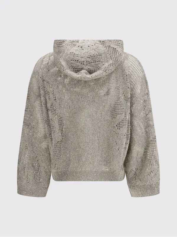 Brunello Cucinelli Linen And Cotton Knit Hoodie - Mud