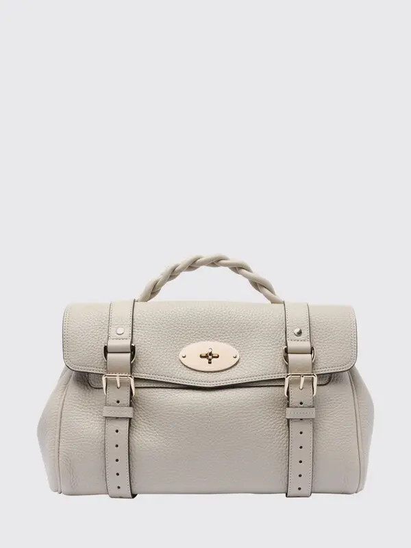 Mulberry Satchel Bag With Twisted Top Handle - Beige