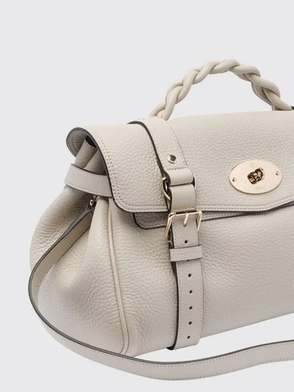 Mulberry Satchel Bag With Twisted Top Handle - Beige
