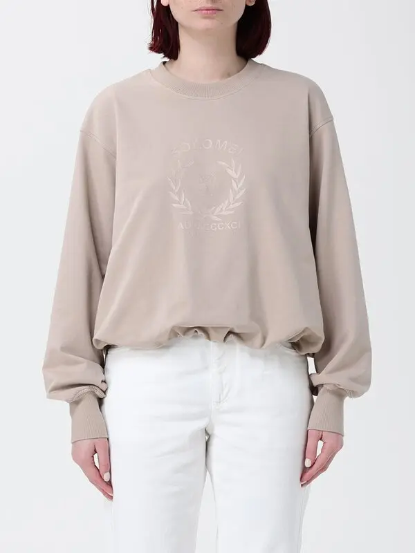 Brunello Cucinelli Cotton Crew Neck Sweatshirt With Emblem - Cocoa