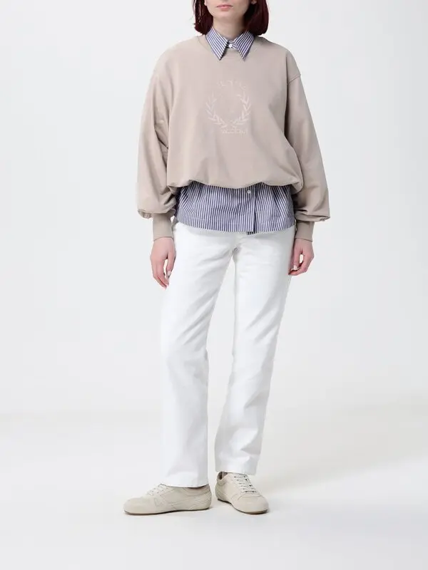 Brunello Cucinelli Cotton Crew Neck Sweatshirt With Emblem - Cocoa