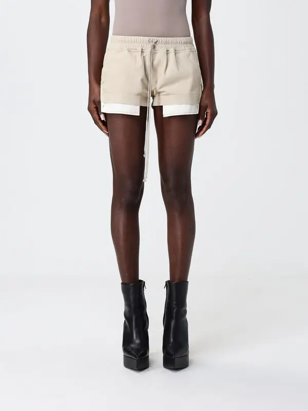 Rick Owens Leather Drawstring Shorts - Beige