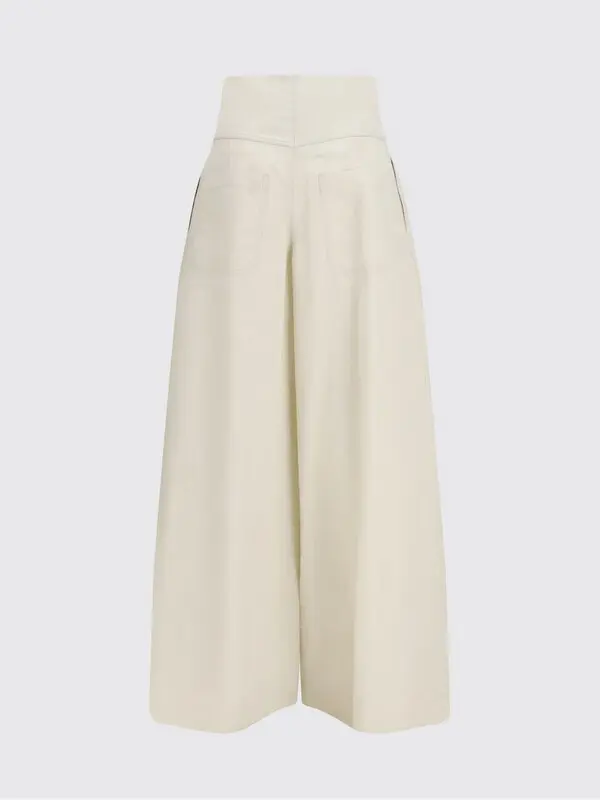 Brunello Cucinelli Wide Leg Cotton Blend Trousers