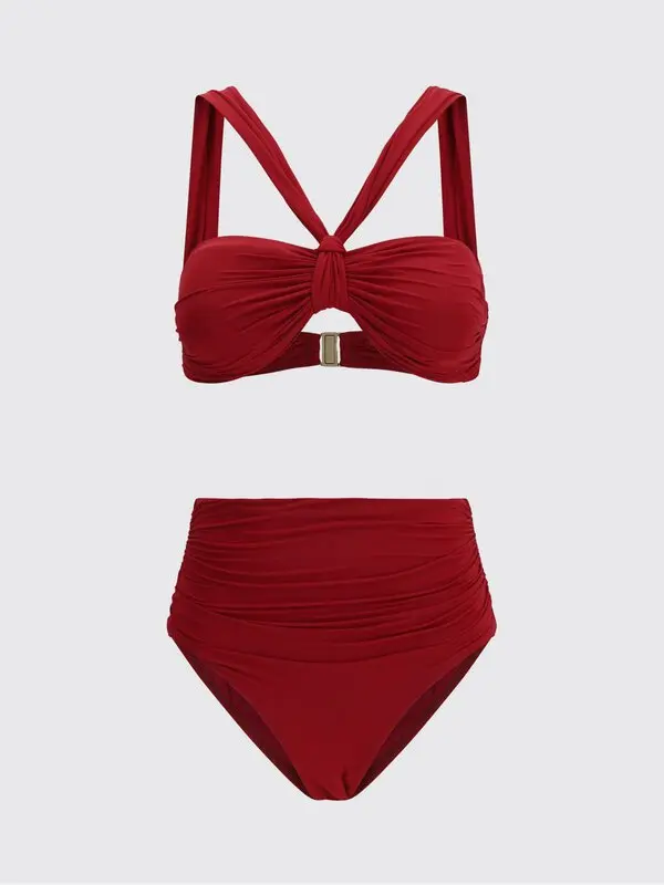 Zimmermann Halterneck Ruched Bikini - Ruby