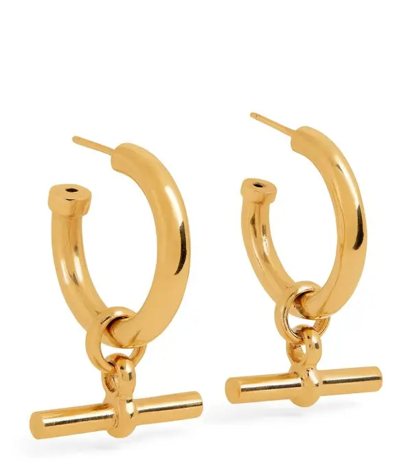 TILLY SVEAAS Large Plated T-bar Hoop Earrings - Gold