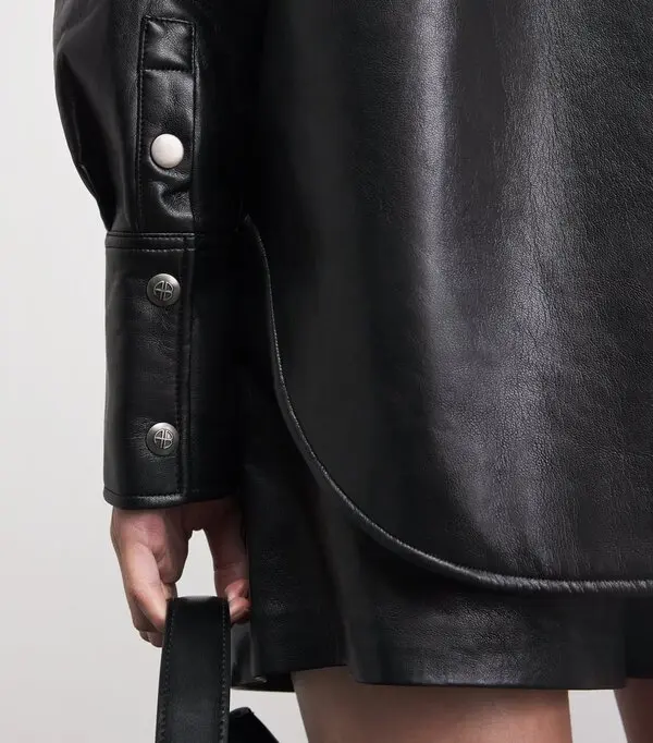 ANINE BING Leather-blend Dante Shirt - Black