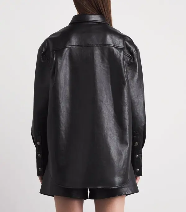 ANINE BING Leather-blend Dante Shirt - Black