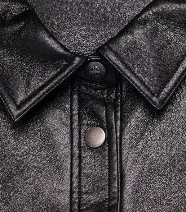 ANINE BING Leather-blend Dante Shirt - Black