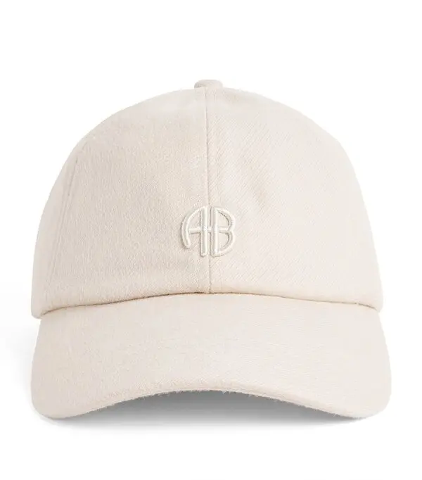 ANINE BING Embroidered Jeremy Baseball Cap - Beige