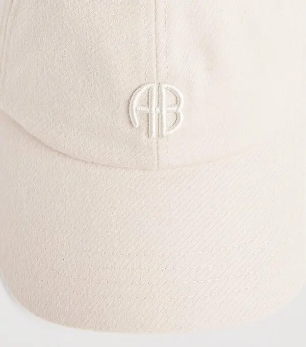 ANINE BING Embroidered Jeremy Baseball Cap - Beige