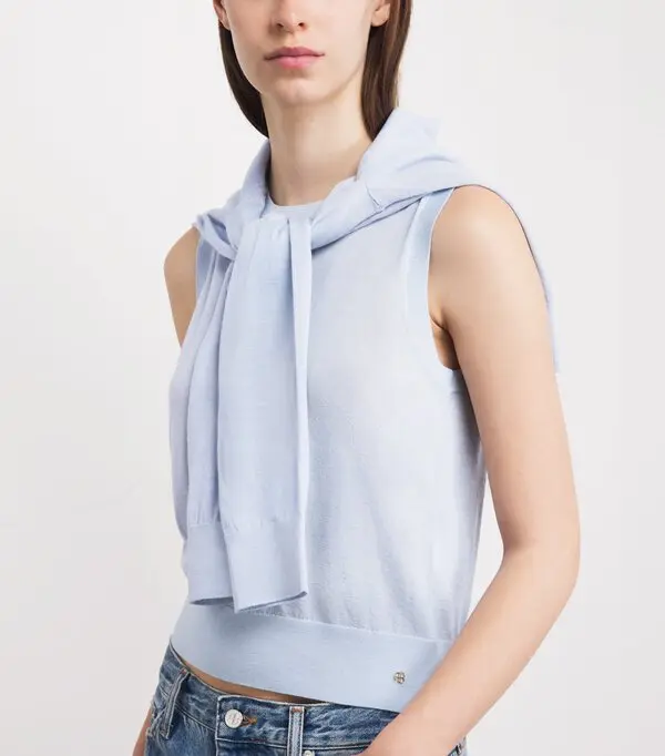 ANINE BING Wool-cashmere Moni Sleeveless Tank Top - Blue