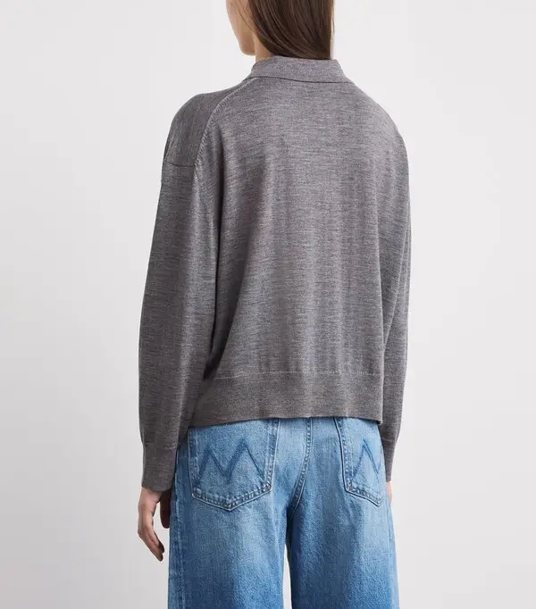 ANINE BING Wool-cashmere Lee Polo Sweater - Grey