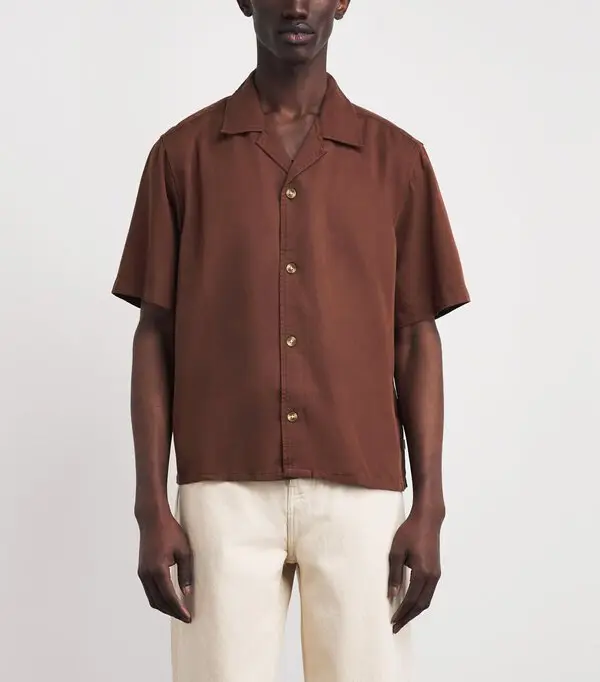 WAX LONDON Camp Collar Curzon Shirt - Brown